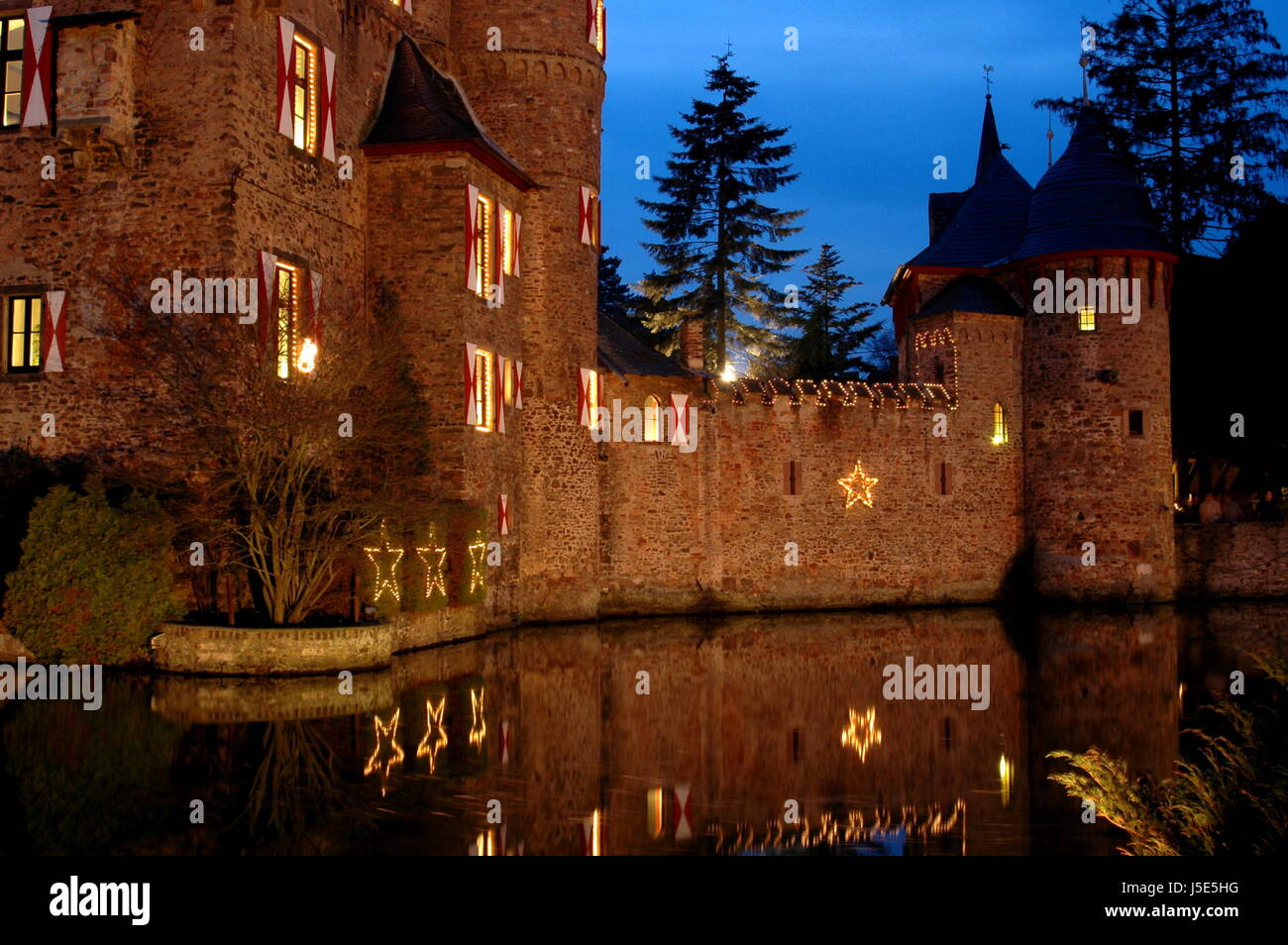 waters night photograph lighted advent mirroring fresh water pond water ...