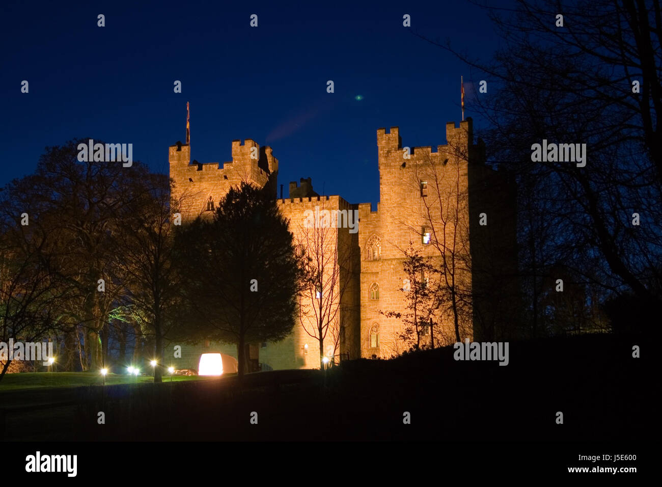 langley castle by night 1 Stock Photo - Alamy