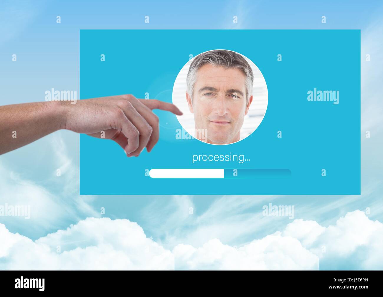 Digital composite of Hand Touching Identity Verify App Interface Stock ...