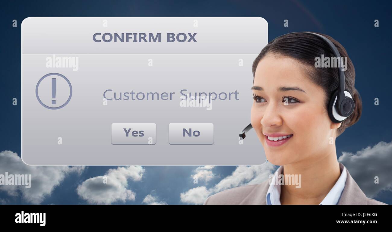 Digital composite of Customer support executive with dialog box Stock ...
