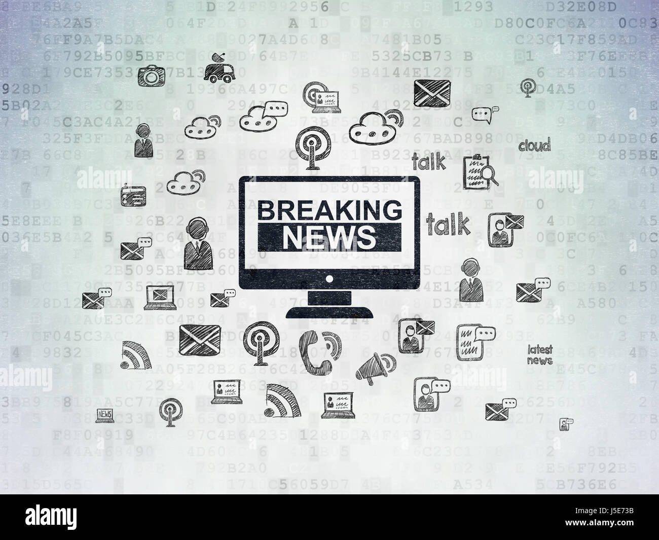 News concept: Breaking News On Screen on Digital Data Paper background ...