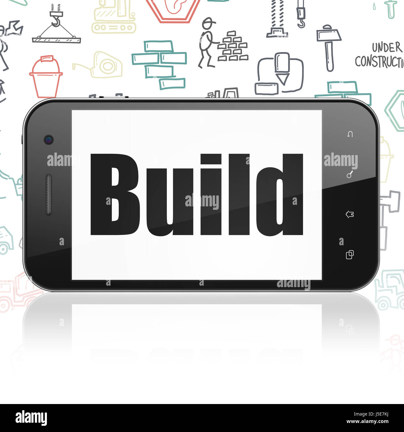 Building construction concept: Smartphone with Build on display Stock ...