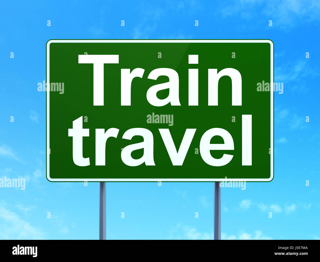 Travel concept: Train Travel on road sign background Stock Photo - Alamy