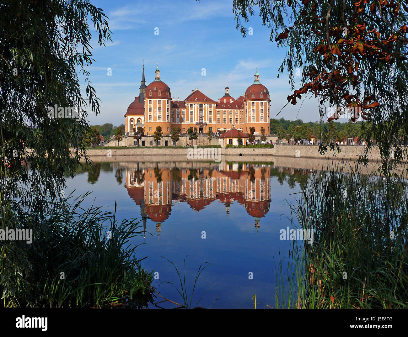 blue tower tourism sightseeing mirroring towers saxony East Germany ...