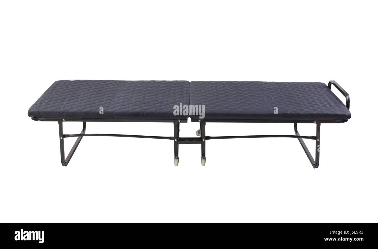 Folding bed with wheels isolated on white background Stock Photo - Alamy