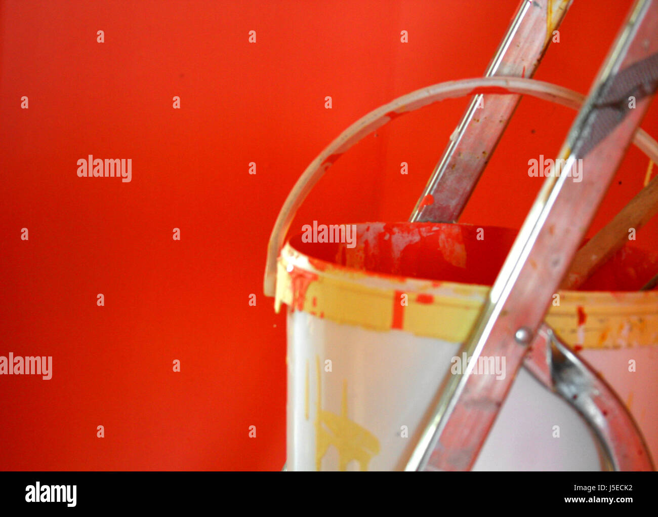 painters bucket on ladder Stock Photo - Alamy