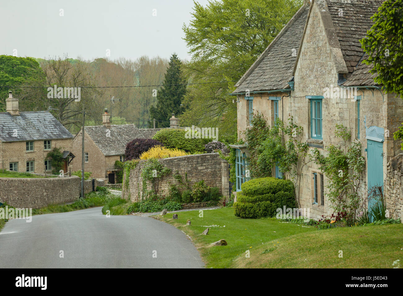 Spring afternoon in Windrush village, Gloucestershire. The Cotswolds ...