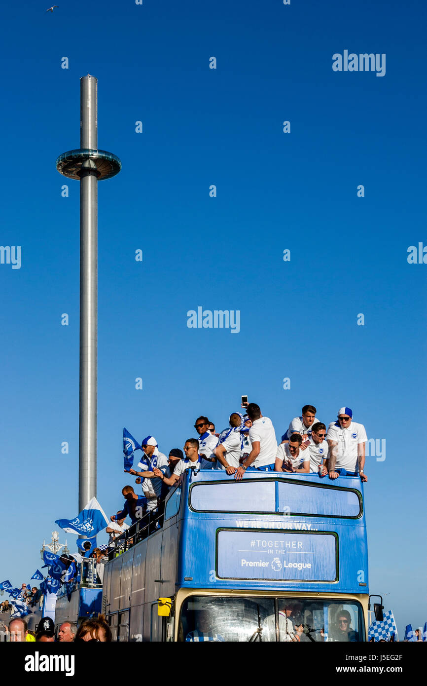 Players From Brighton and Hove Albion FC Take Part In An Open Top Bus ...