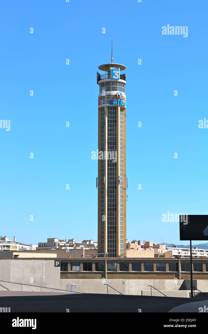 Parc Chanot in Marseille FR3 TV tower Stock Photo - Alamy