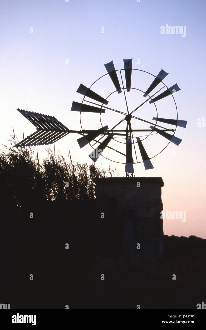 wheel sunset mallorca wing bushes nature-sanctuary bush wind energy ...