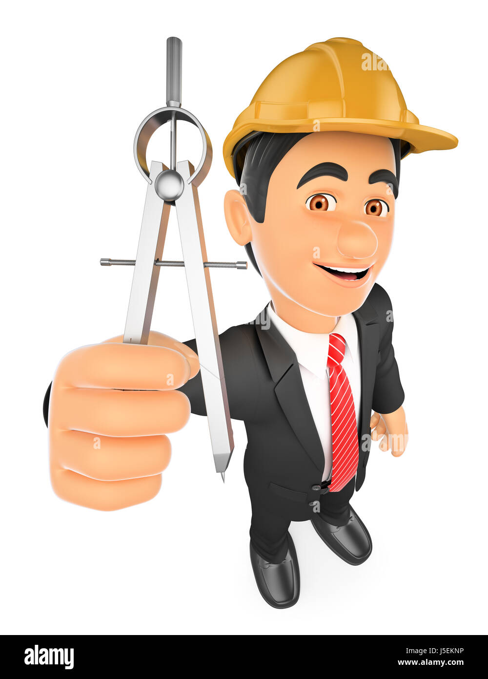 3d working people illustration. Architect with a compass. Isolated ...