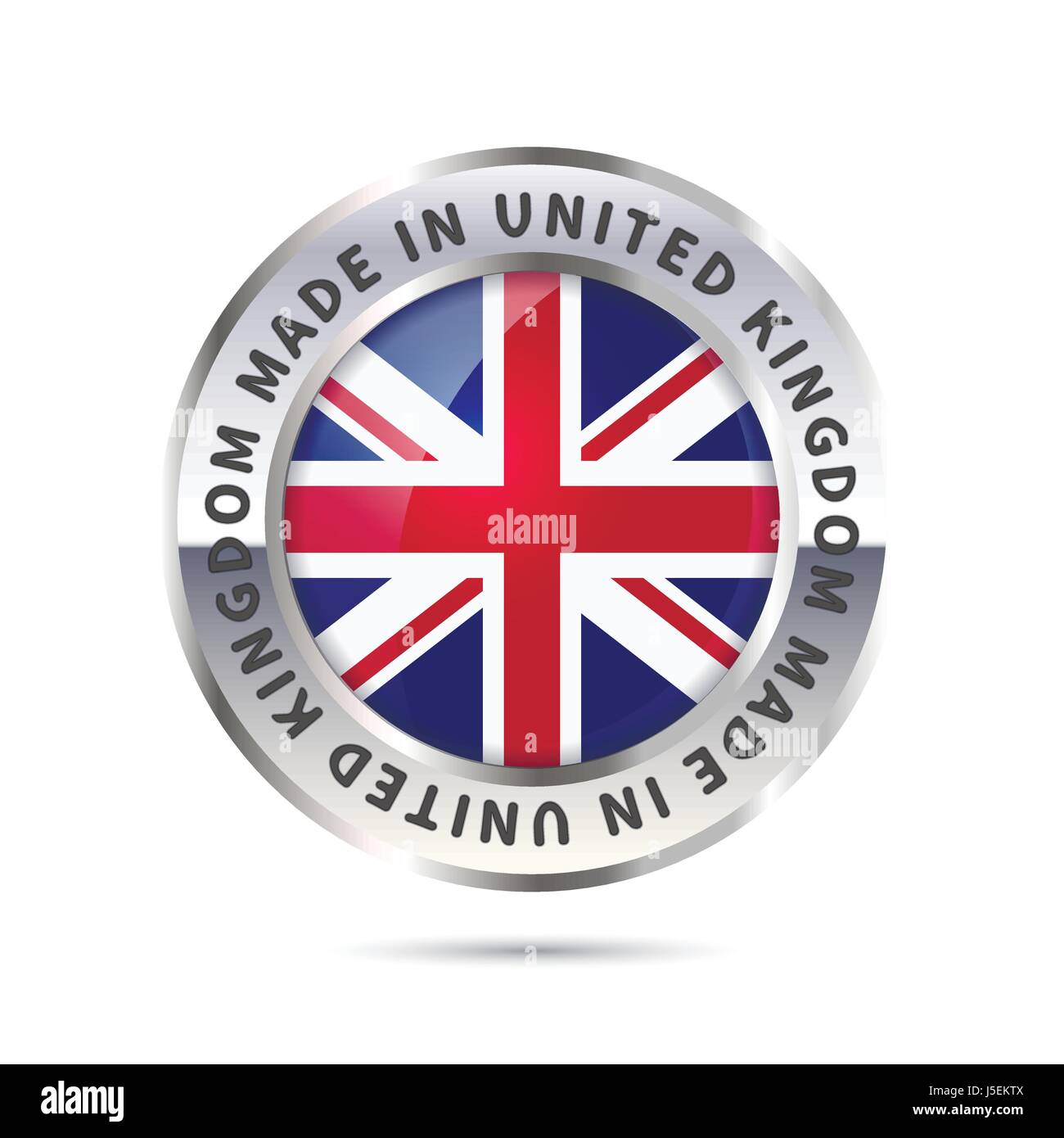 Metal badge icon, made in United Kingdom with flag Stock Vector Image ...