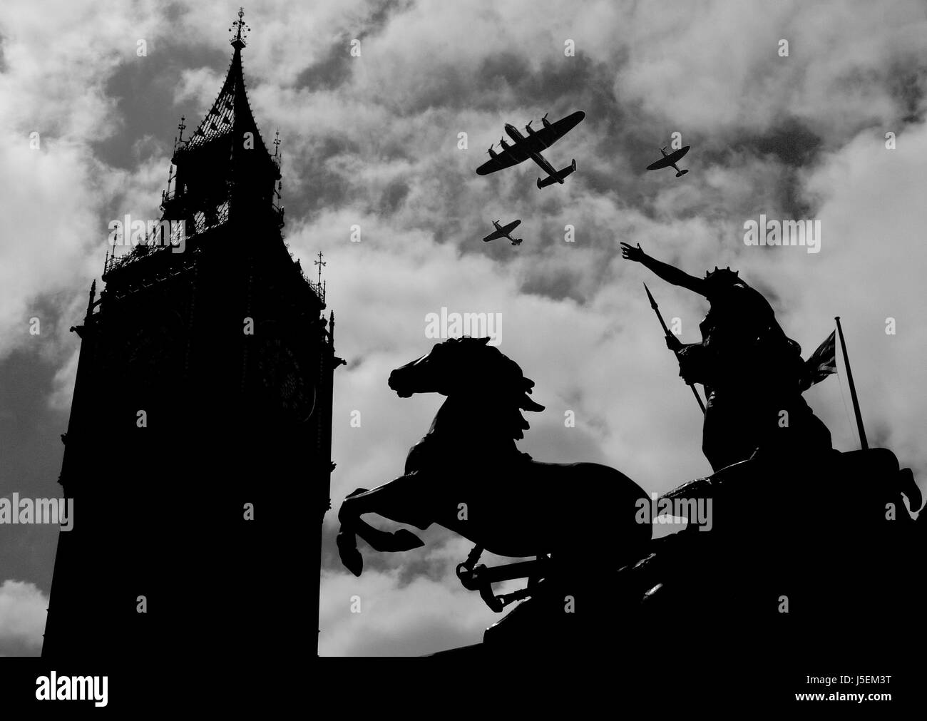 Big Ben, Boadicea & The Battle of Britain Memorial Flight Stock Photo ...