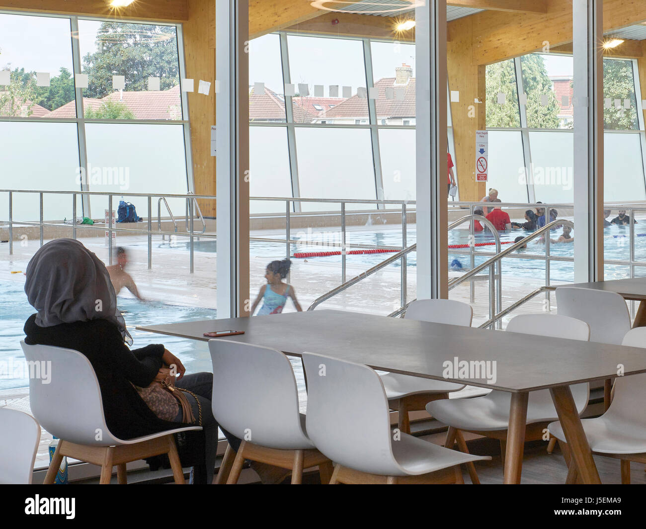 Cafe and pool. Heston Leisure Centre, Hounslow, United Kingdom ...