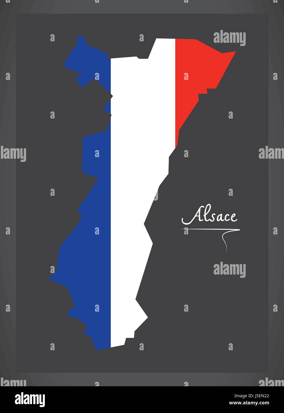 Alsace map with French national flag illustration Stock Vector Image ...
