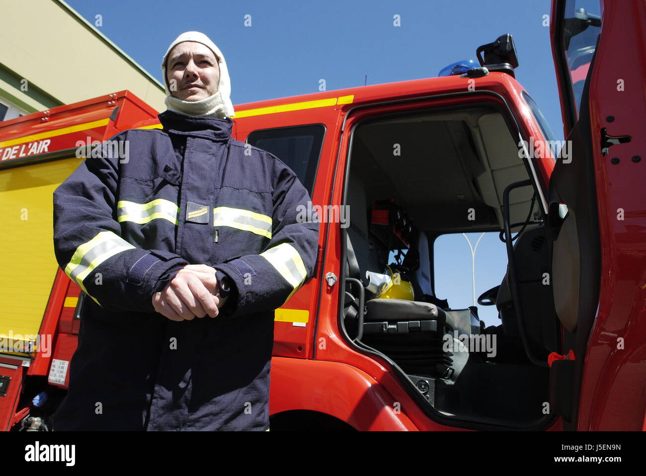 French military firefighters training at Mount Verdun aerial base Stock ...