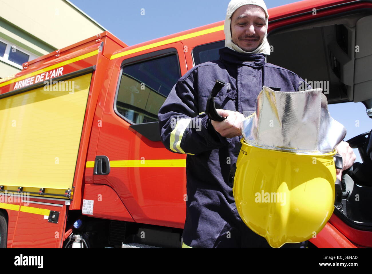 French military firefighters training at Mount Verdun aerial base Stock ...