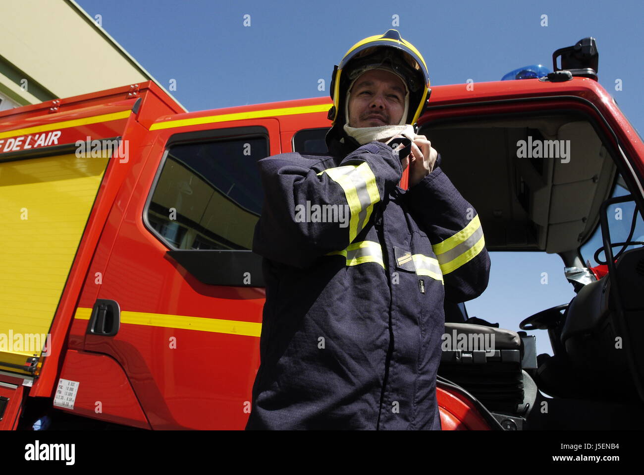 French military firefighters training at Mount Verdun aerial base Stock ...