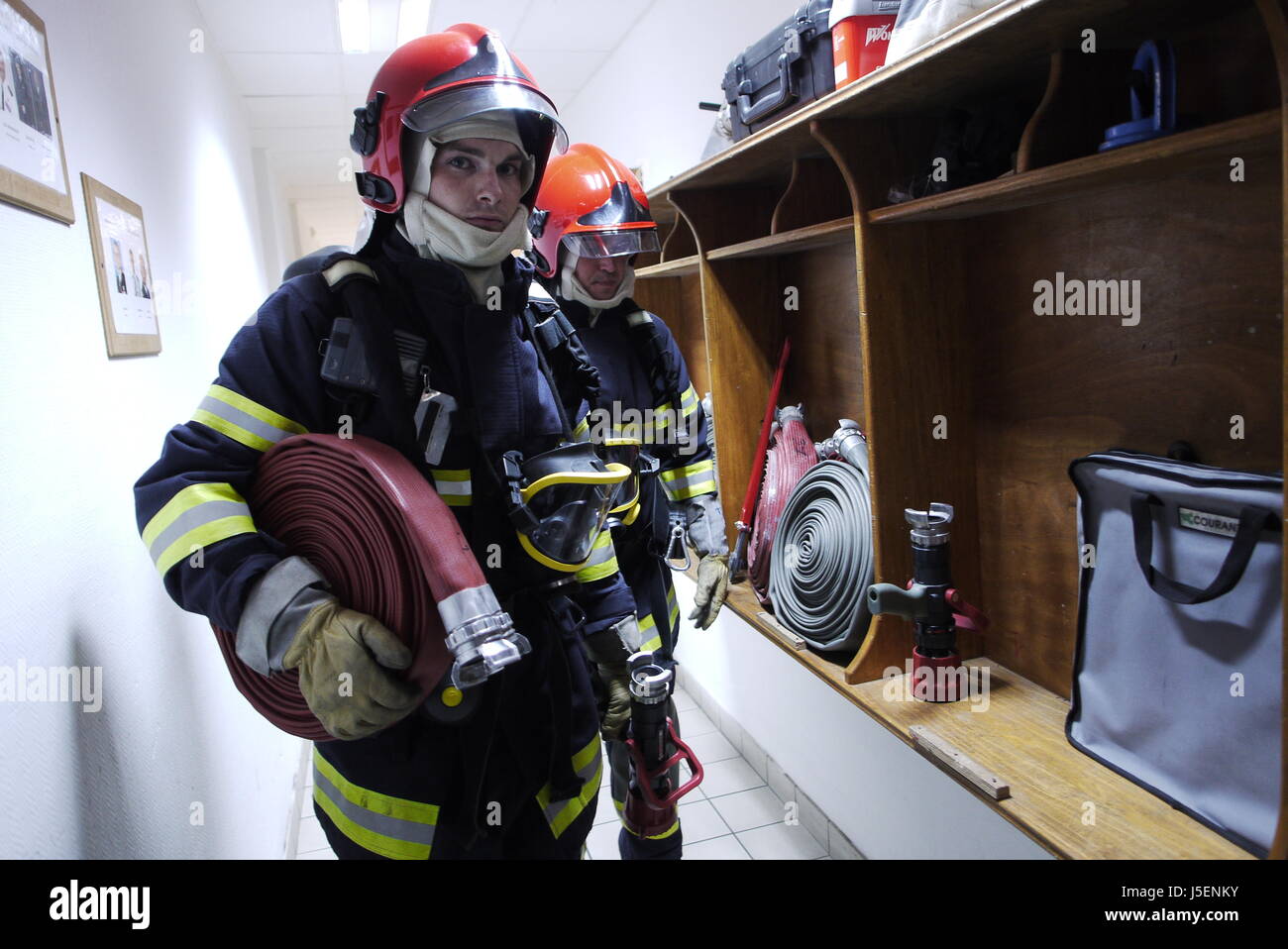French military firefighters training at Mount Verdun aerial base Stock ...