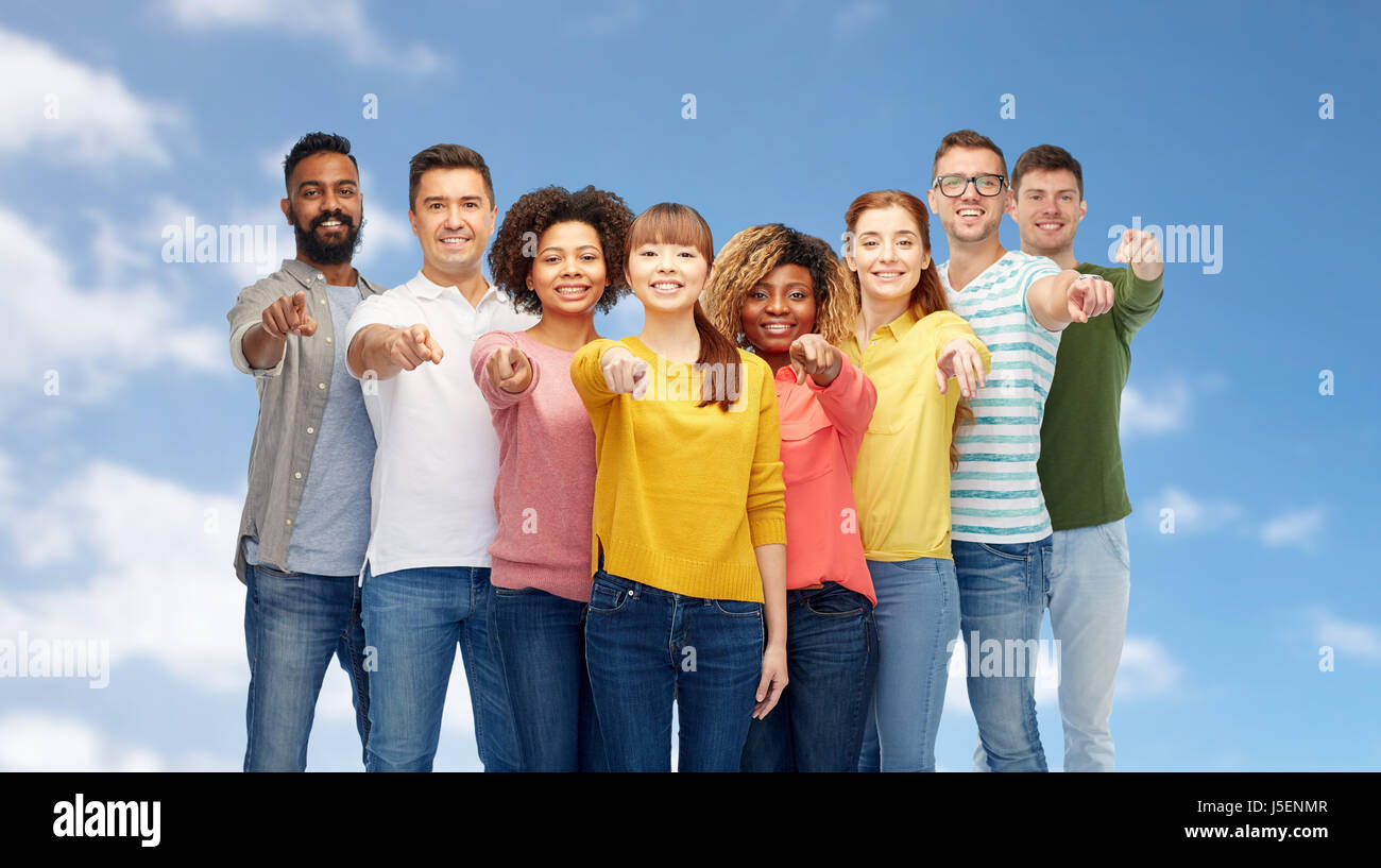 international group of people pointing on you Stock Photo - Alamy