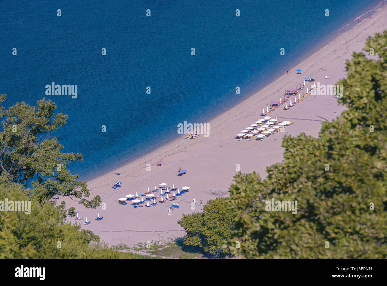 Panoramic view to Karavostasi beach near Perdika village, in the Ionian ...
