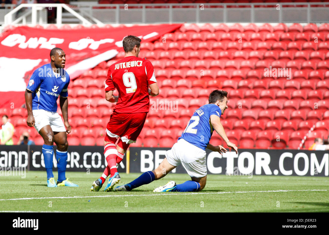 SEAN ST LEDGER SCORES AN OWN G MIDDLESBROUGH V LEICESTER CITY RIVERSIDE ...