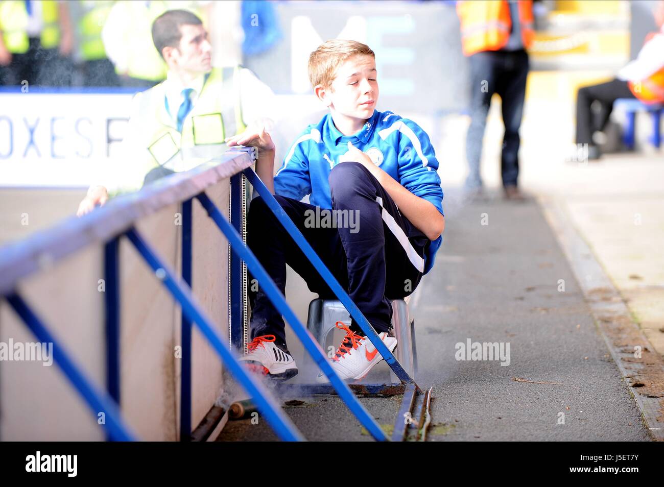 FLARE THROWN BY LEEDS FANS JUS LEICESTER CITY V LEEDS UNITED KING POWER ...