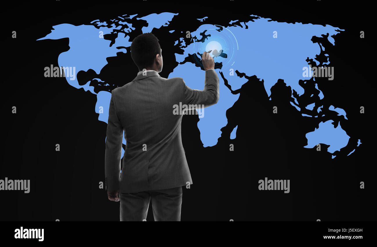 businessman working with virtual world map Stock Photo - Alamy