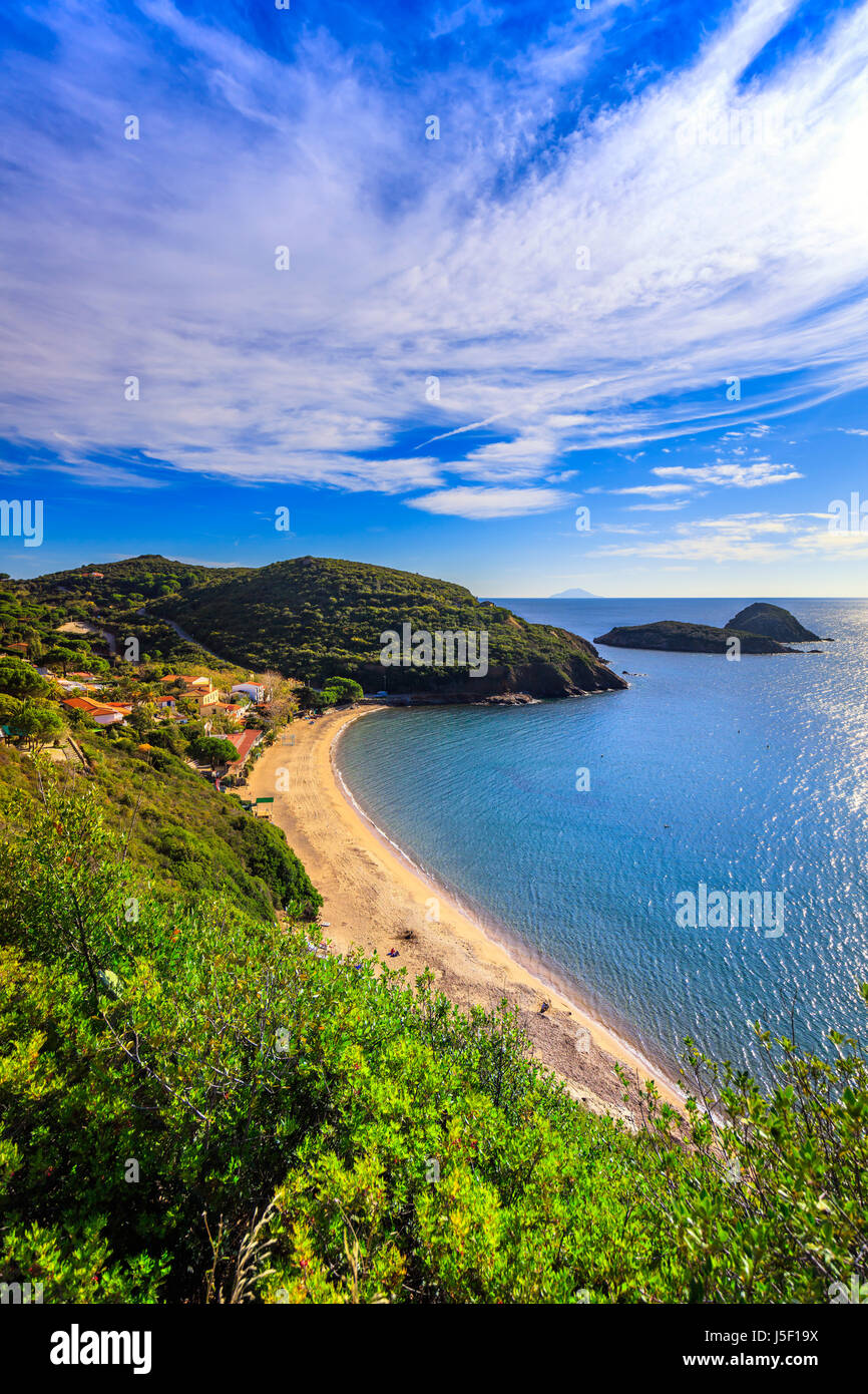 Elba island, Innamorata beach and Gemini islets view Capoliveri Tuscany ...