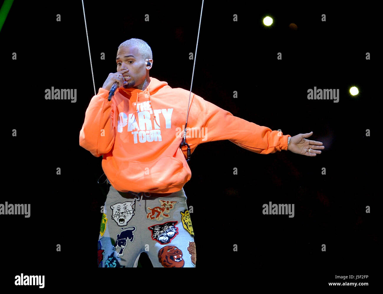 Chris Brown performing live onstage at the American Airlines Arena in ...