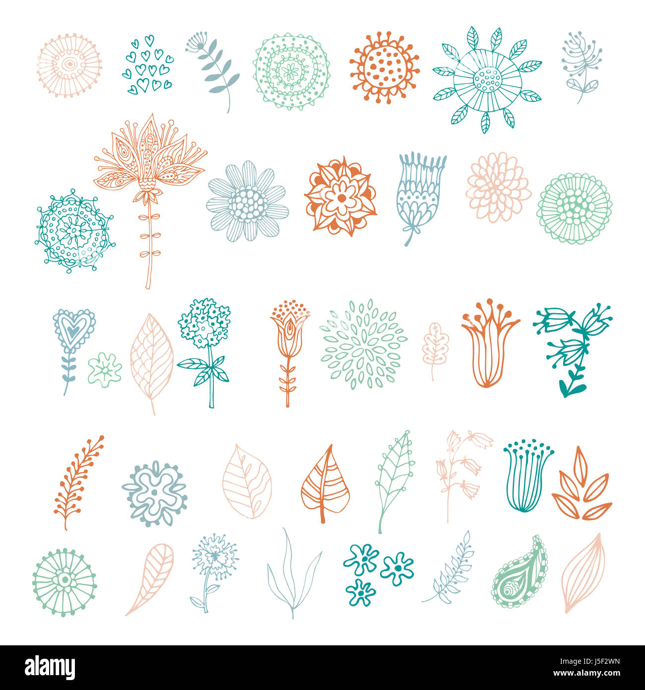 Set of graphic flowers Stock Photo - Alamy