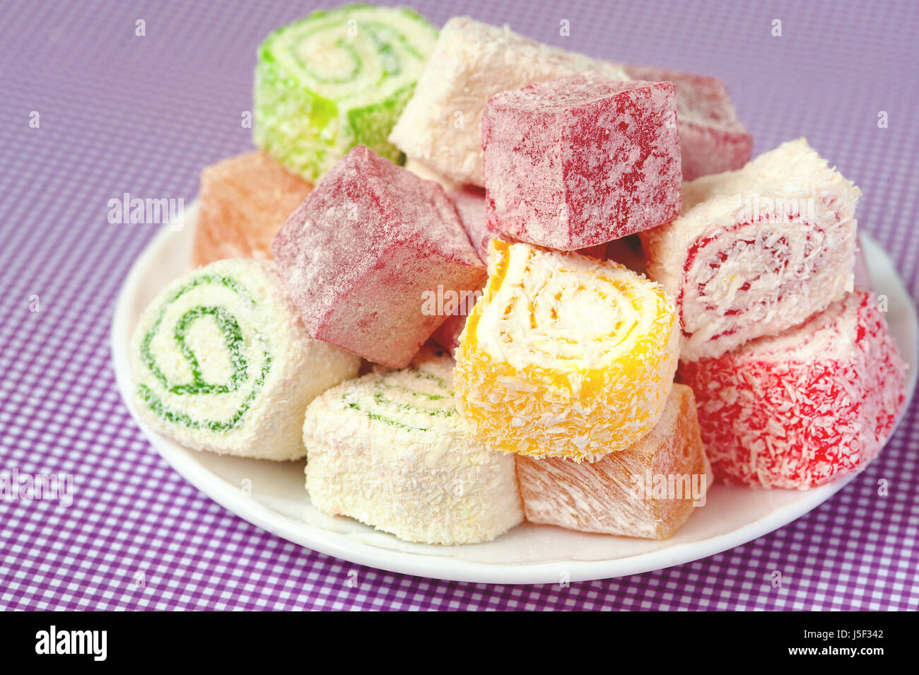 Set of assorted traditional eastern desserts. Arabian sweets on a metal ...