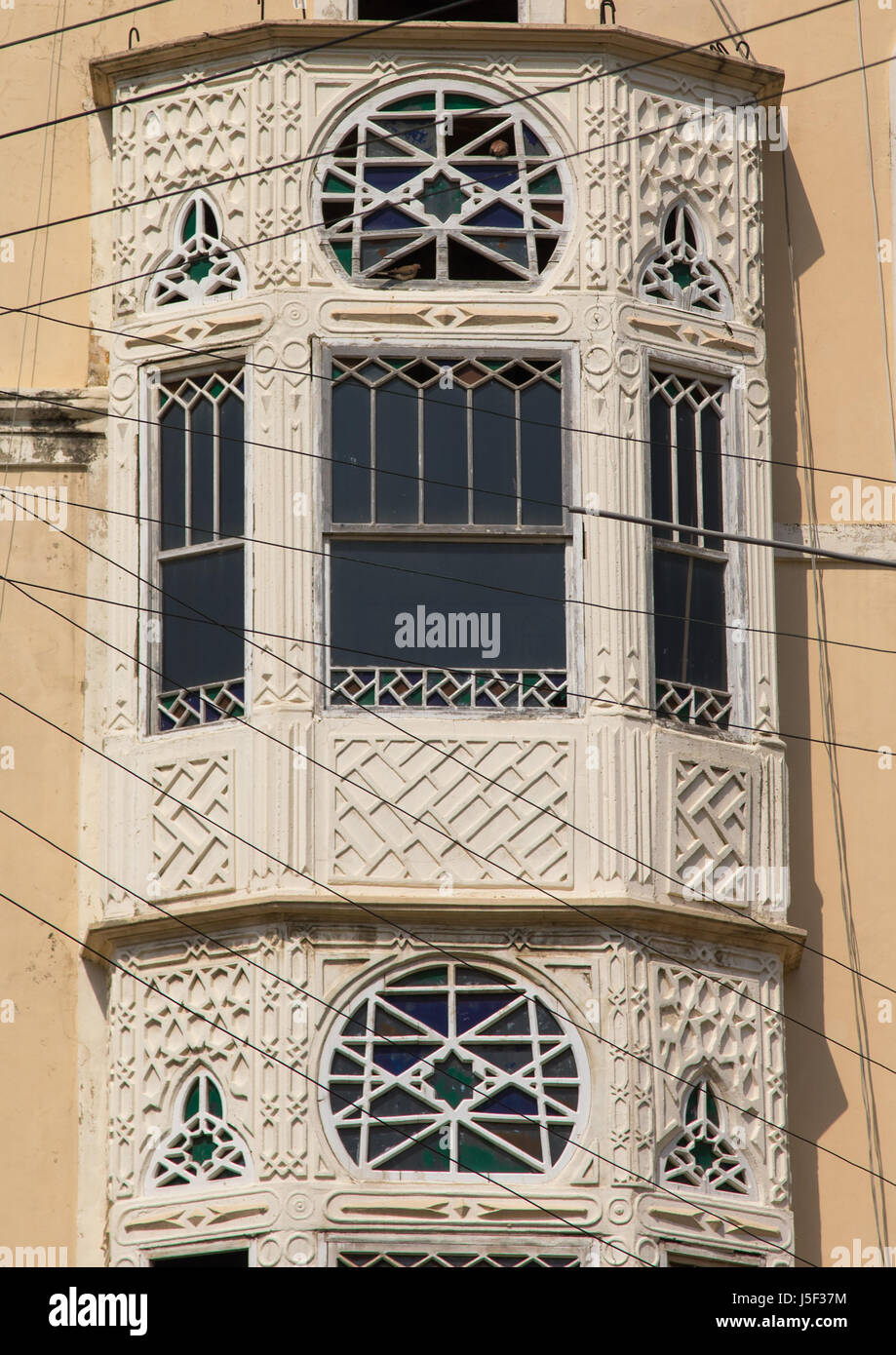 Traditional mashrabiya of an old building, North Governorate, Tripoli ...