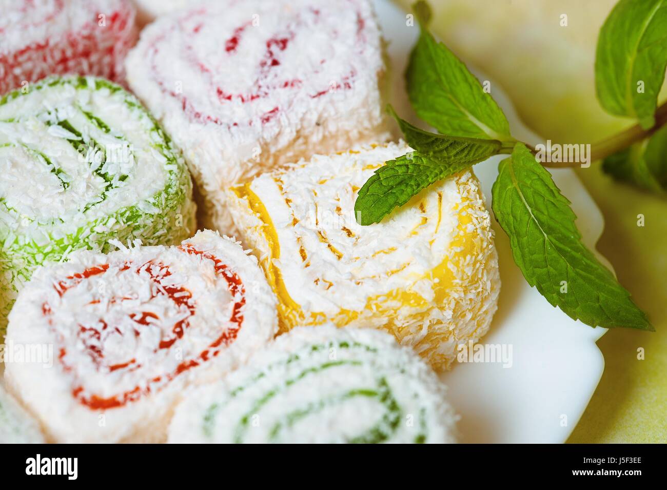 Sweet and tasty turkish delight Stock Photo - Alamy