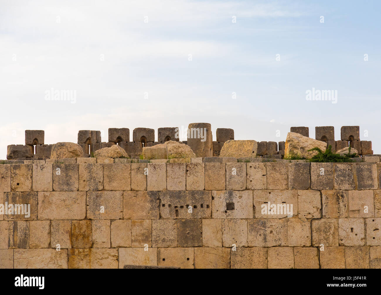 Huge wall in the archaeological site, Beqaa Governorate, Baalbek ...