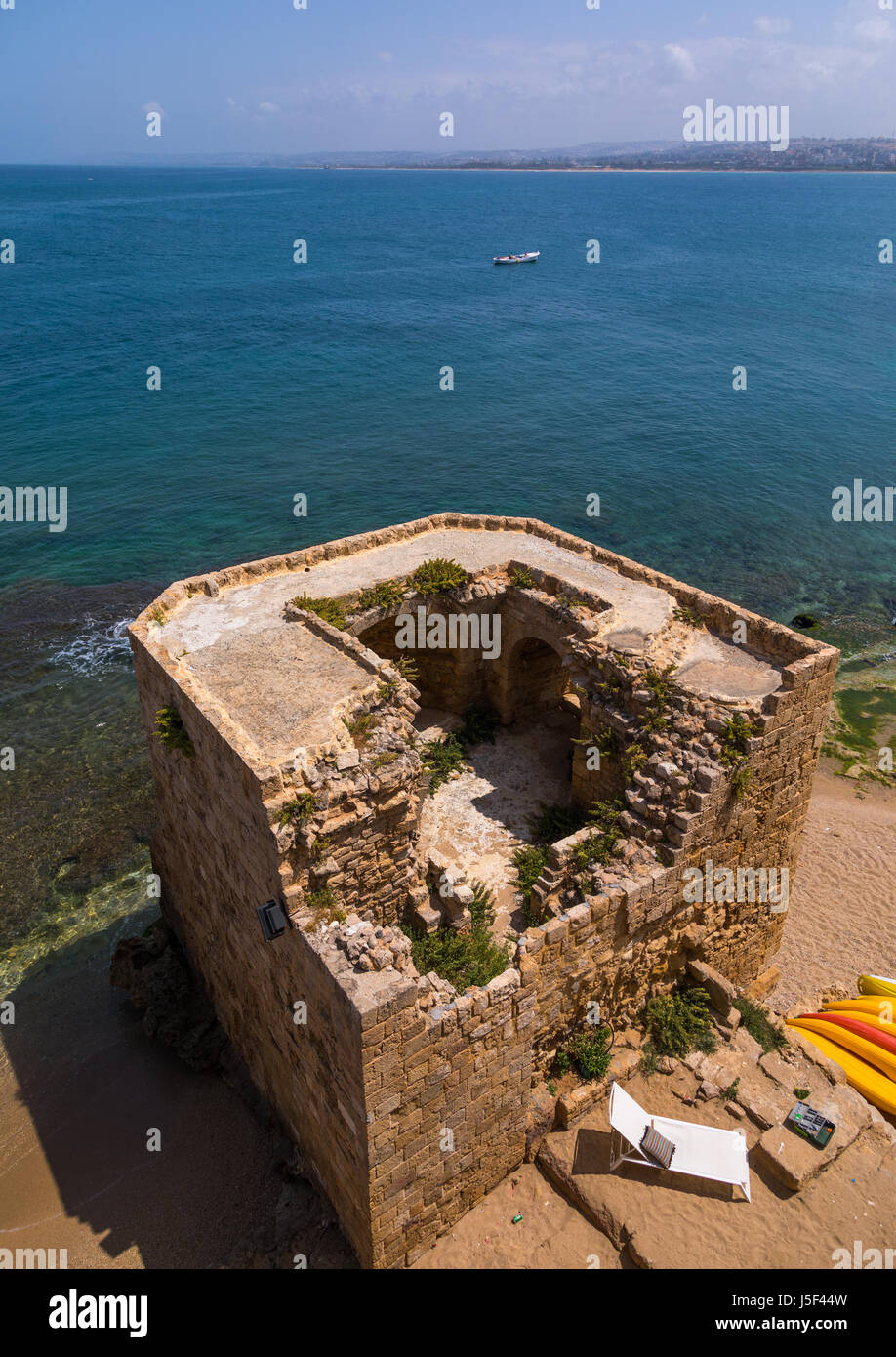Old ruins on the seaside, South Governorate, Tyre, Lebanon Stock Photo ...
