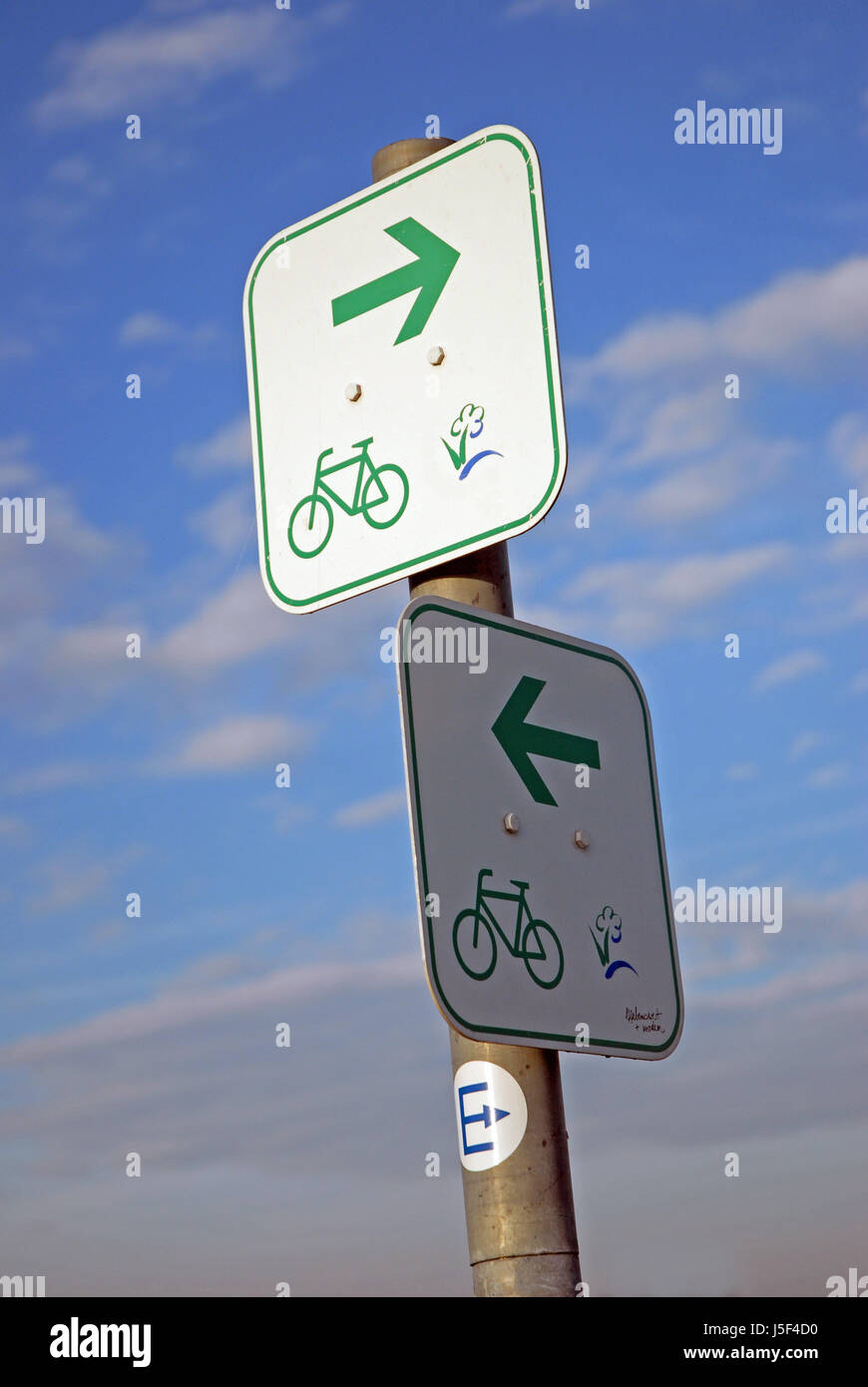 blue green signposts signpost details darts arrows symbols bike bicycle ...