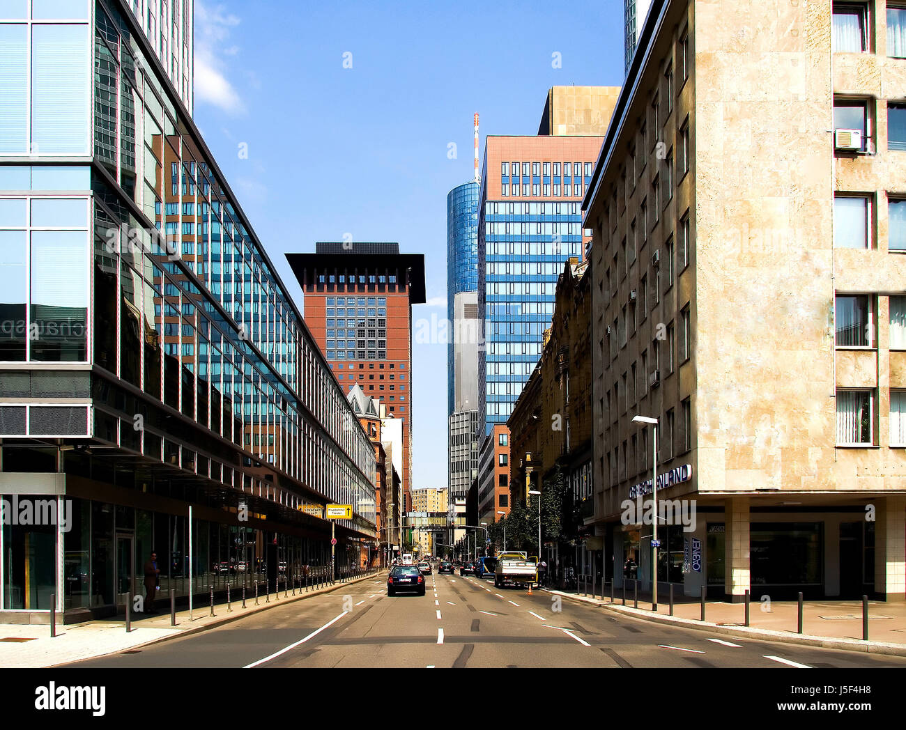 Neue Mainzer Straße Street With Eurotower On The Left Financial