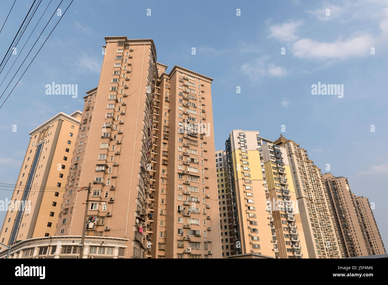 Densely packed high rise apartment blocks in Shanghai, China Stock ...