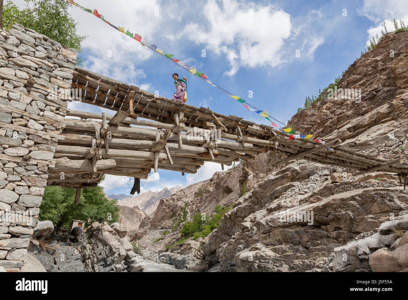 Alchi Village with green fields. Ladakh Stock Photo - Alamy