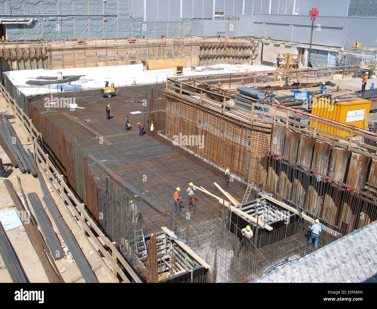 new building plait lichens constructional steel foundation workers ...
