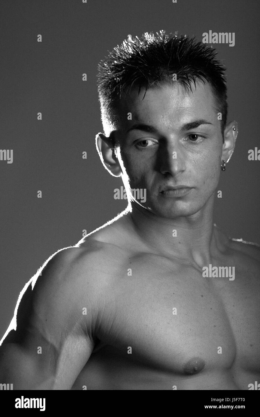 muscles sporty athletic wiry pithy heavyset tight sporting pose ...