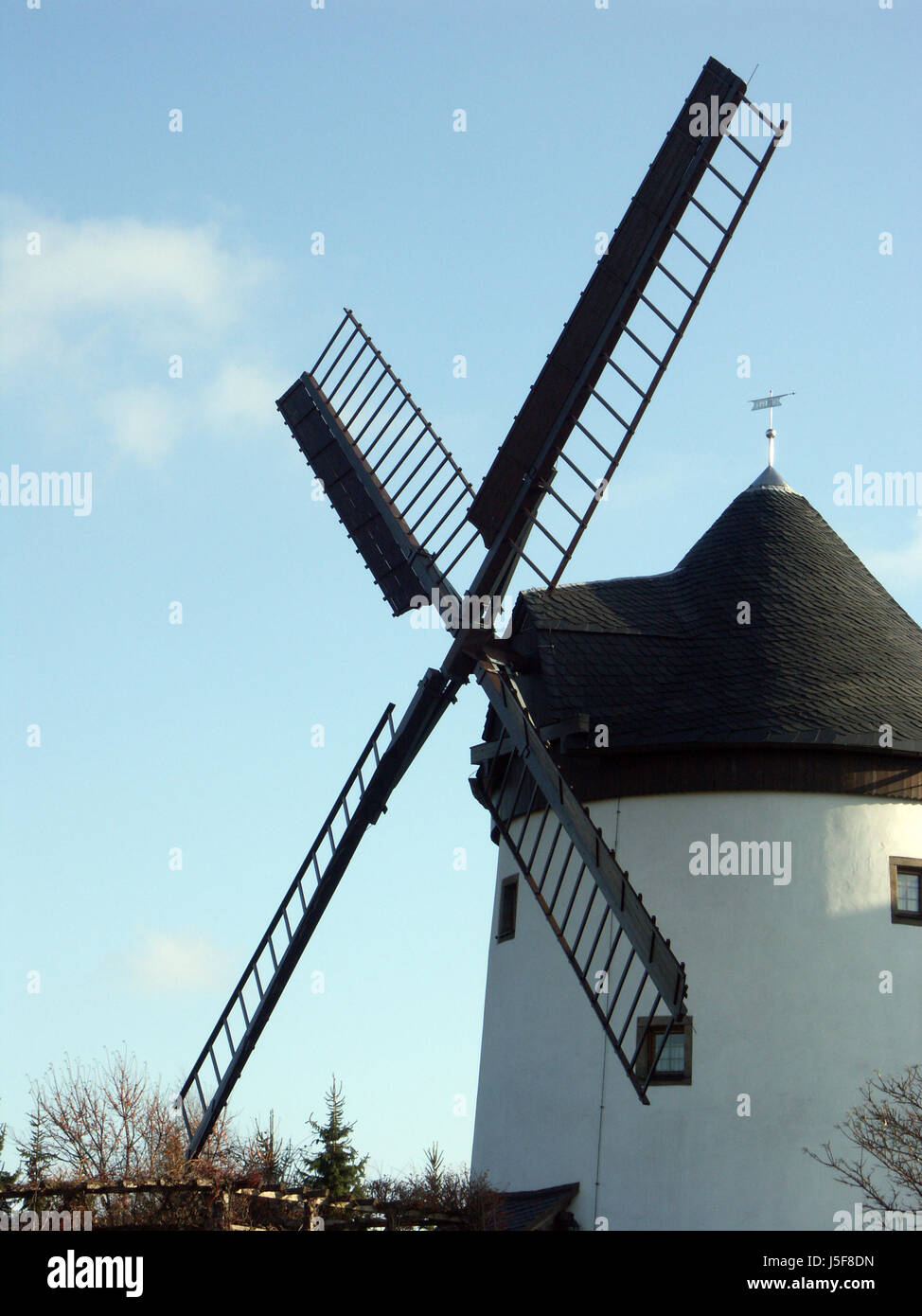 wood wing flour windmill mill miller grind pointed roof building wind ...