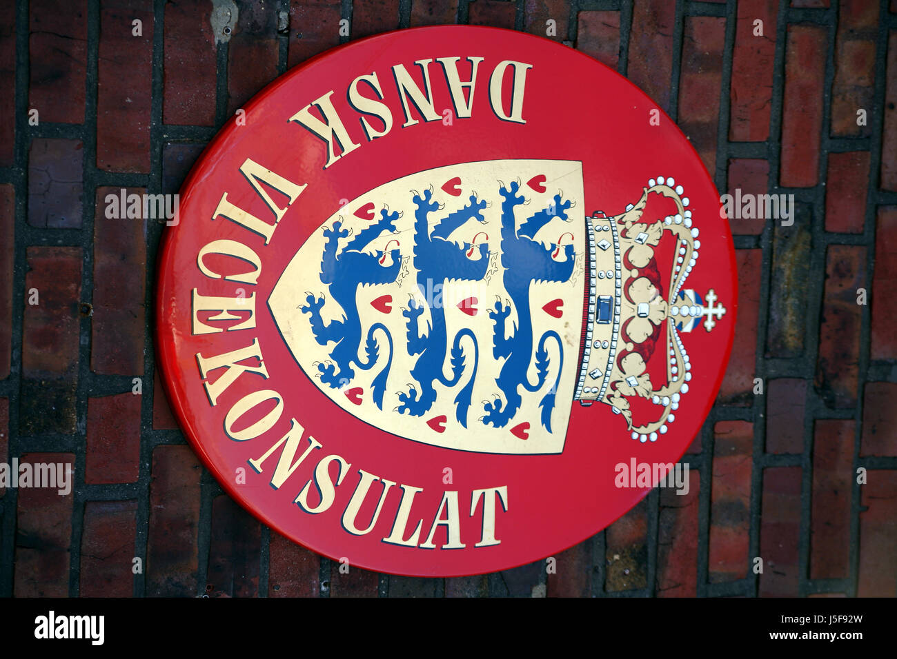 sign signal blue wall crown emblem embassy danish diplomates diplomacy ...