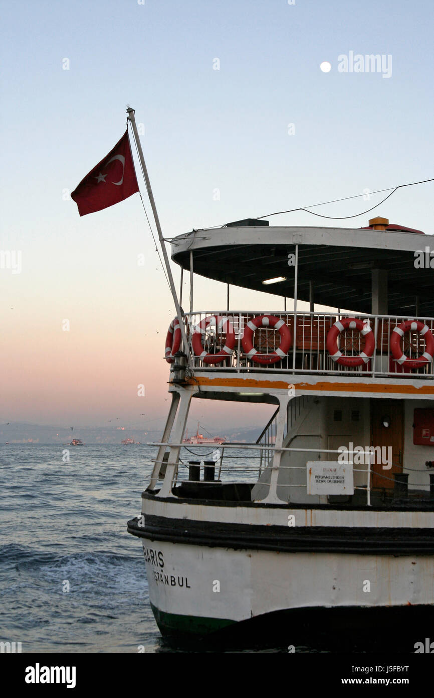 moon flag turkey istanbul ferry water rowing boat sailing boat sailboat ...