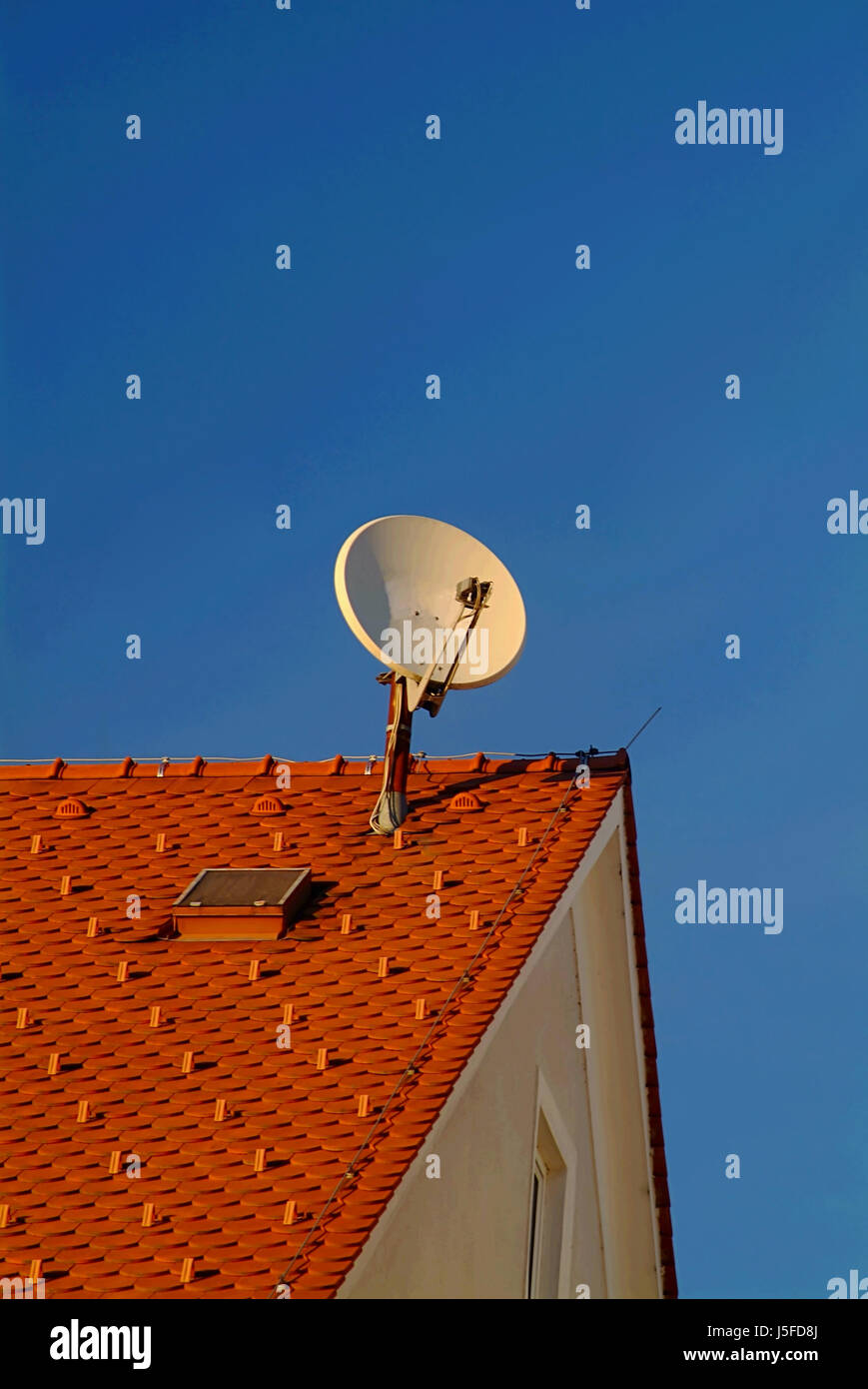 blue house building location shot outside antenna brick transmitter ...