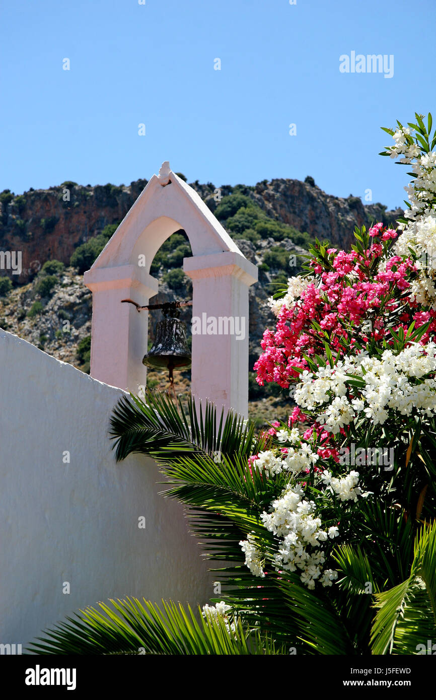 tower church mountains flower plant greece europe palms palm tree bell ...