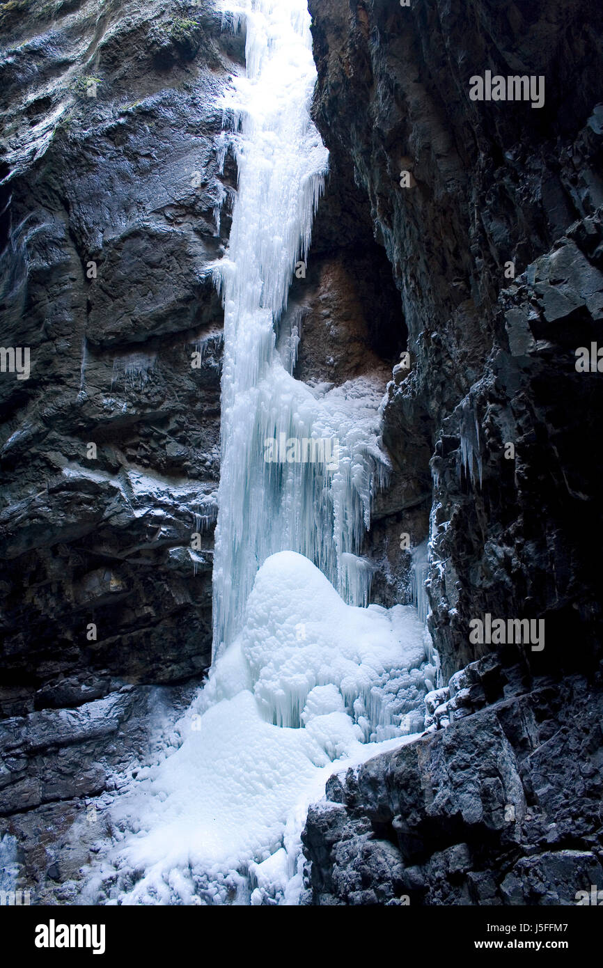 austrians rock bavaria waterfall ice frozen ravine snow mountain ...