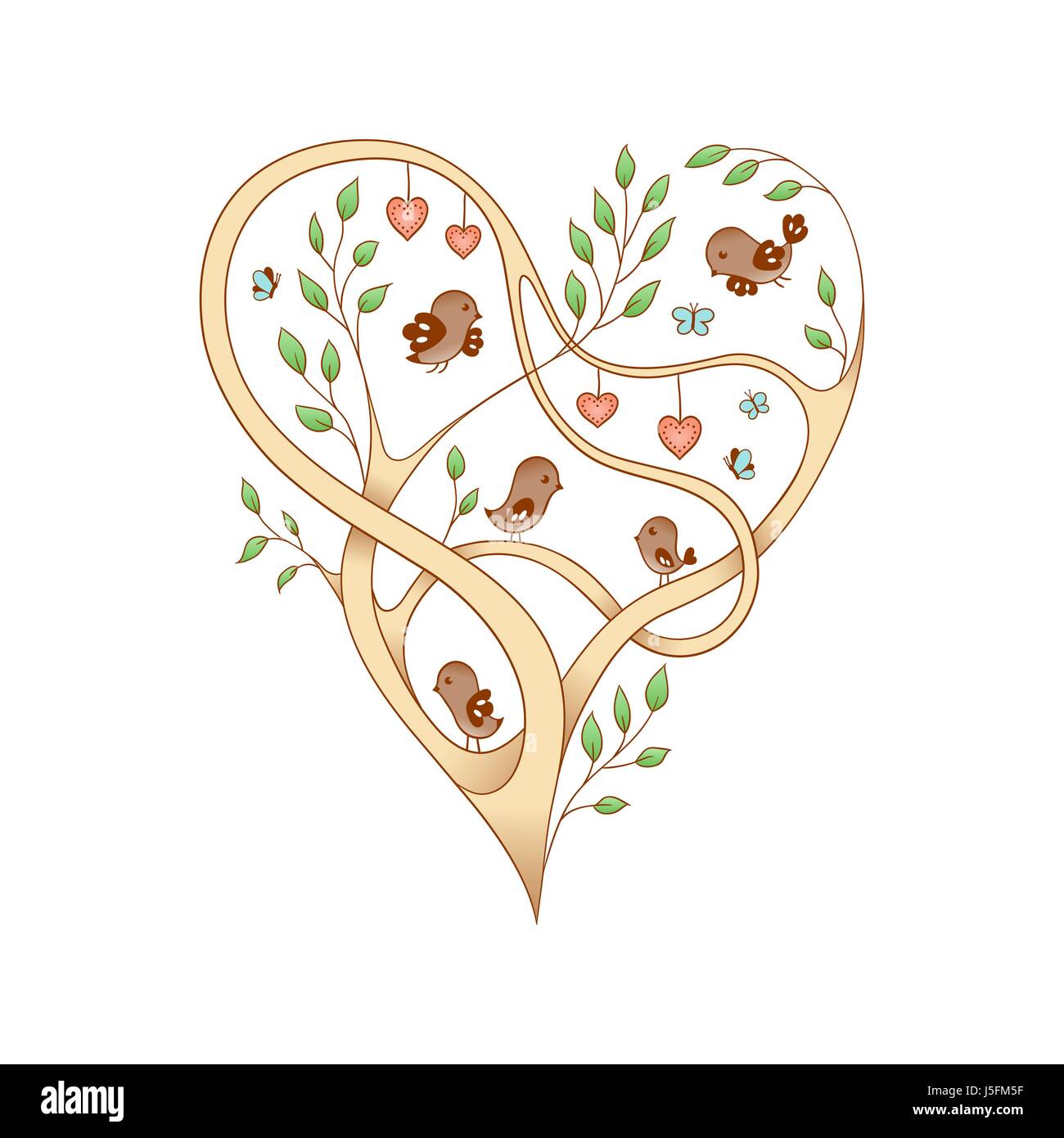 Heart tree with birds hi-res stock photography and images - Alamy