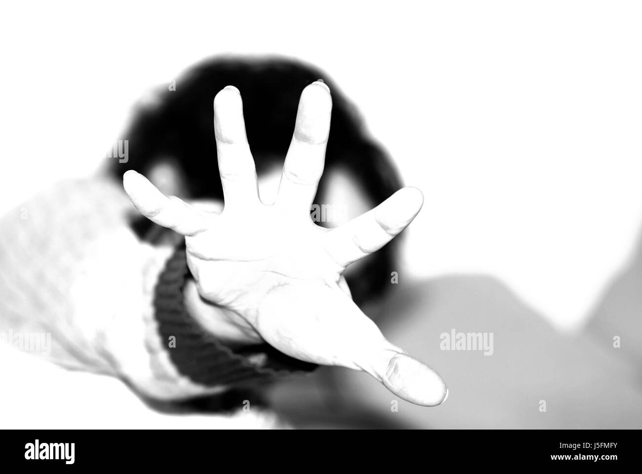 Stop hand signal Black and White Stock Photos & Images - Alamy